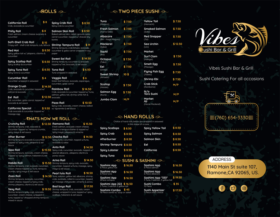 Menu – Vibes Sushi And Grill