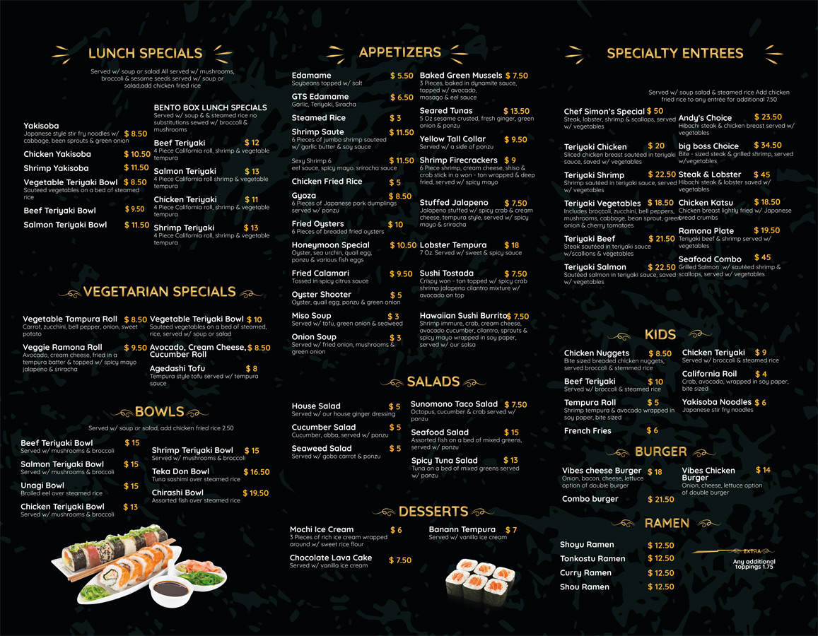 Menu – Vibes Sushi And Grill