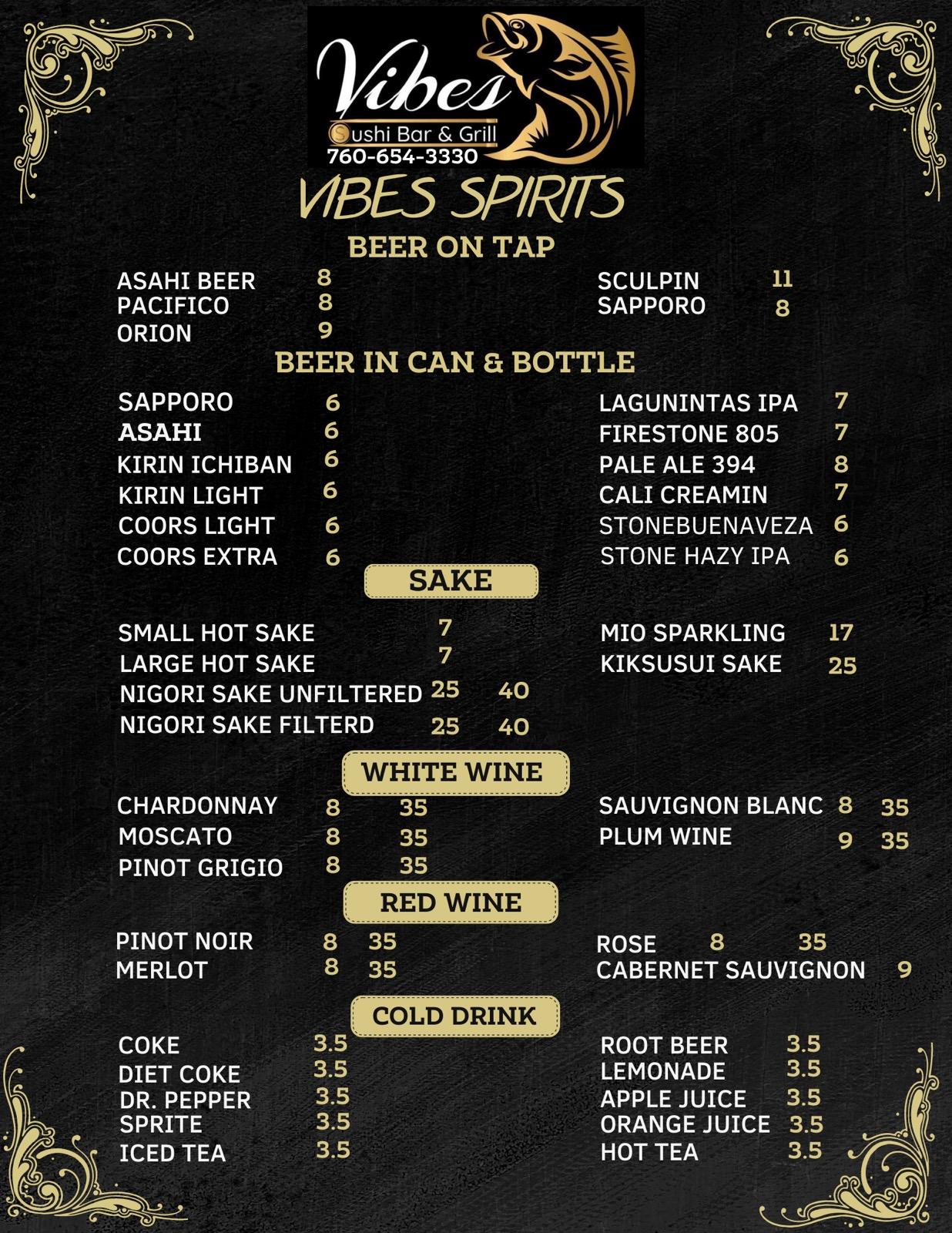 Menu – Vibes Sushi And Grill